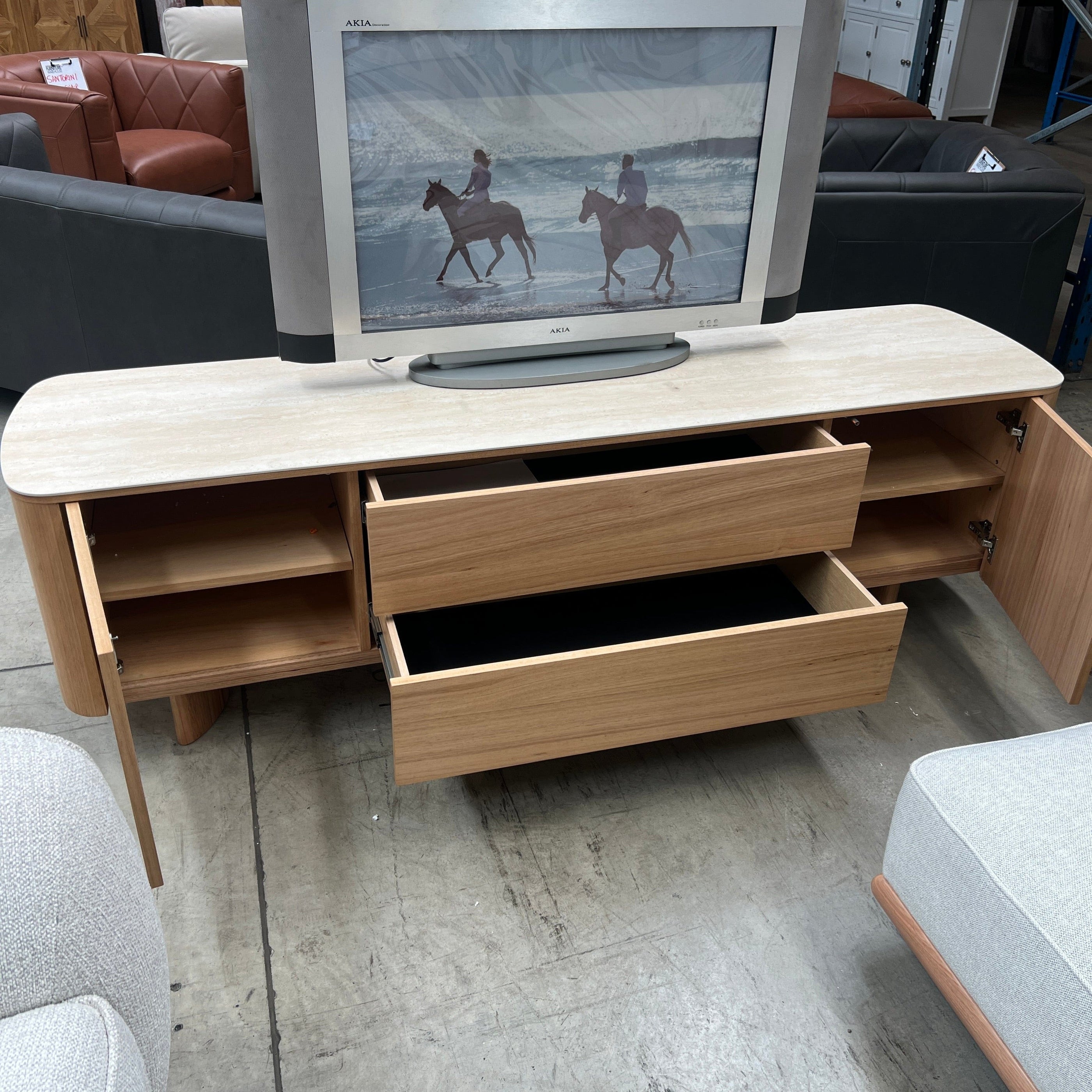 Lilly TV Unit Sintered Stone — Australian Furniture Warehouse