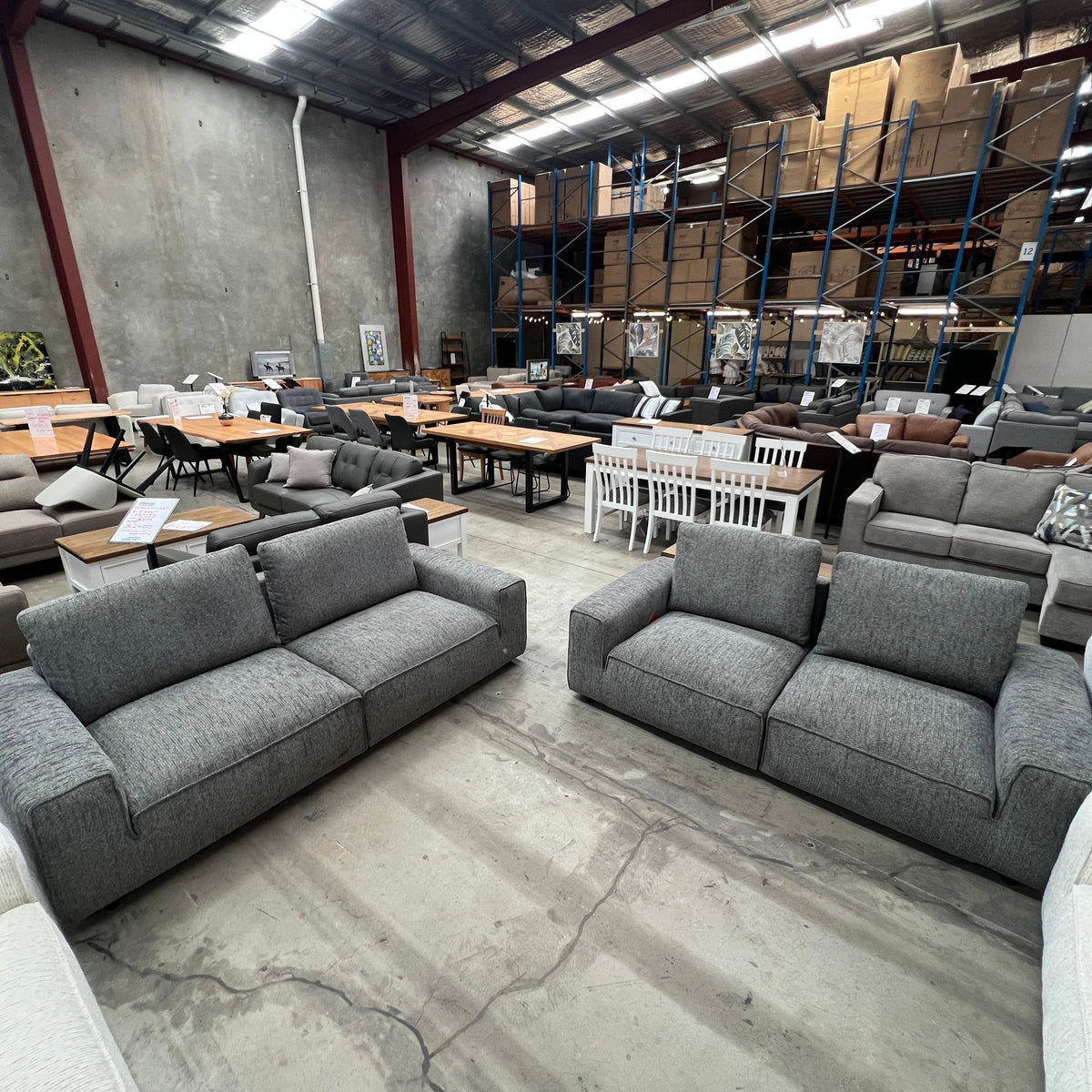 Olivia 2.5 + 3 Seat Sofas - Pewter — Australian Furniture Warehouse