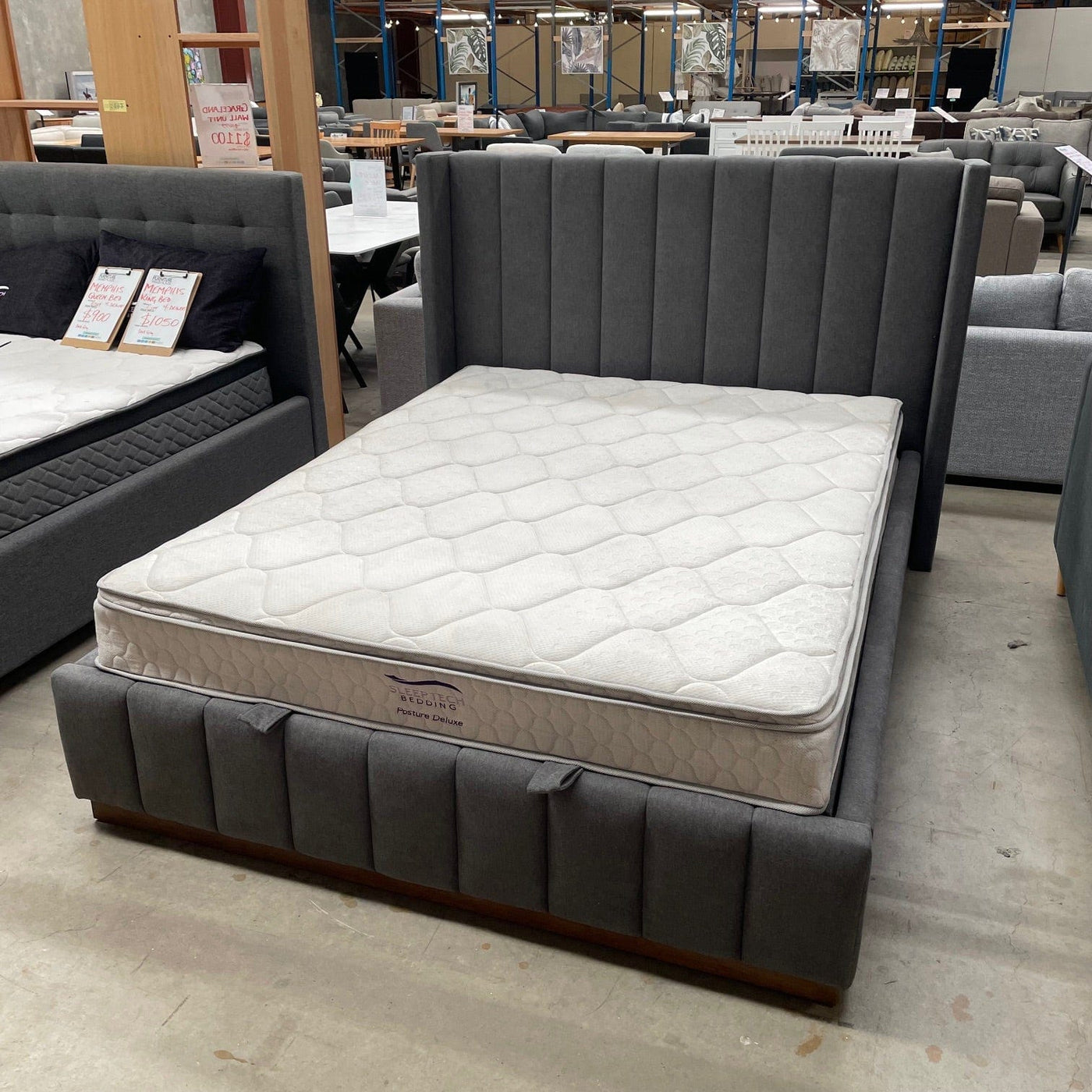 Matrix Queen Gas Lift Bed-Grey — Australian Furniture Warehouse