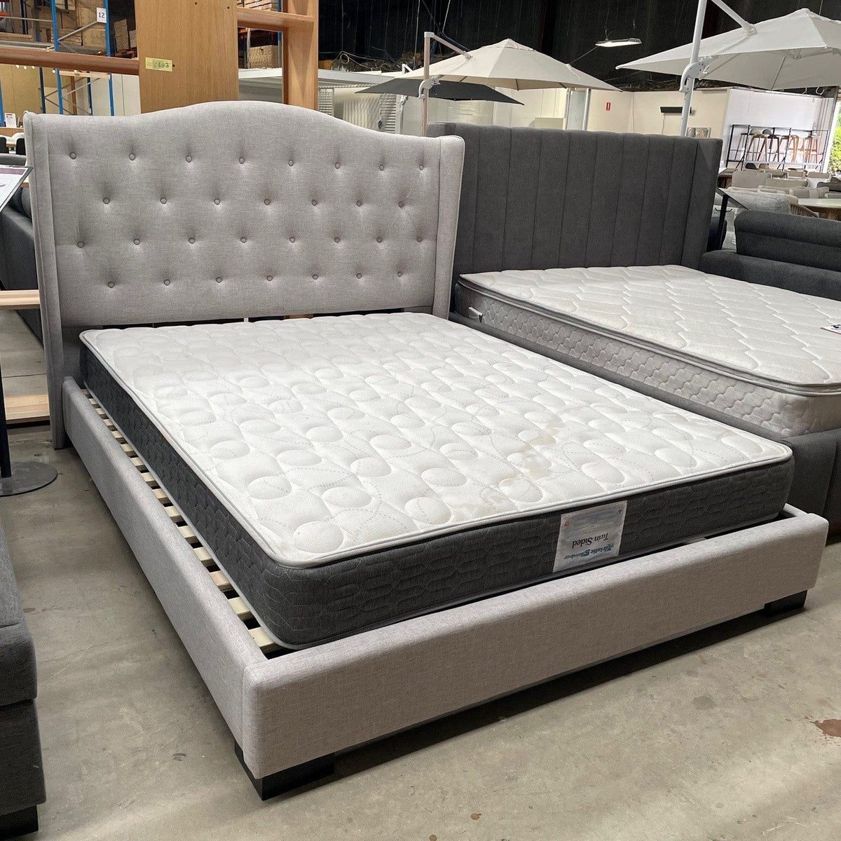 Grace Queen Bed-Pearl Grey — Australian Furniture Warehouse